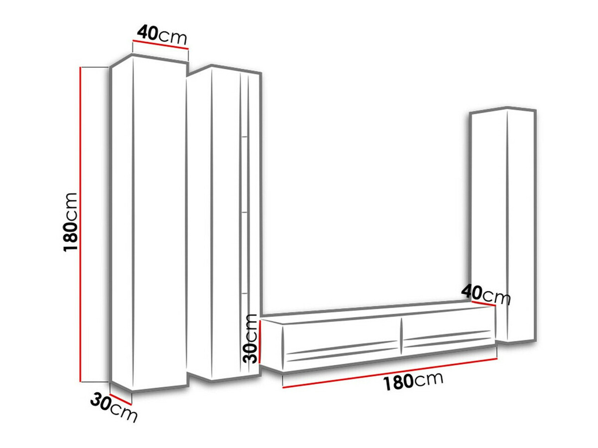 Elutoa komplekt Venenou 117 (Valge + Läikiv valge) - Elutoamööbel ...