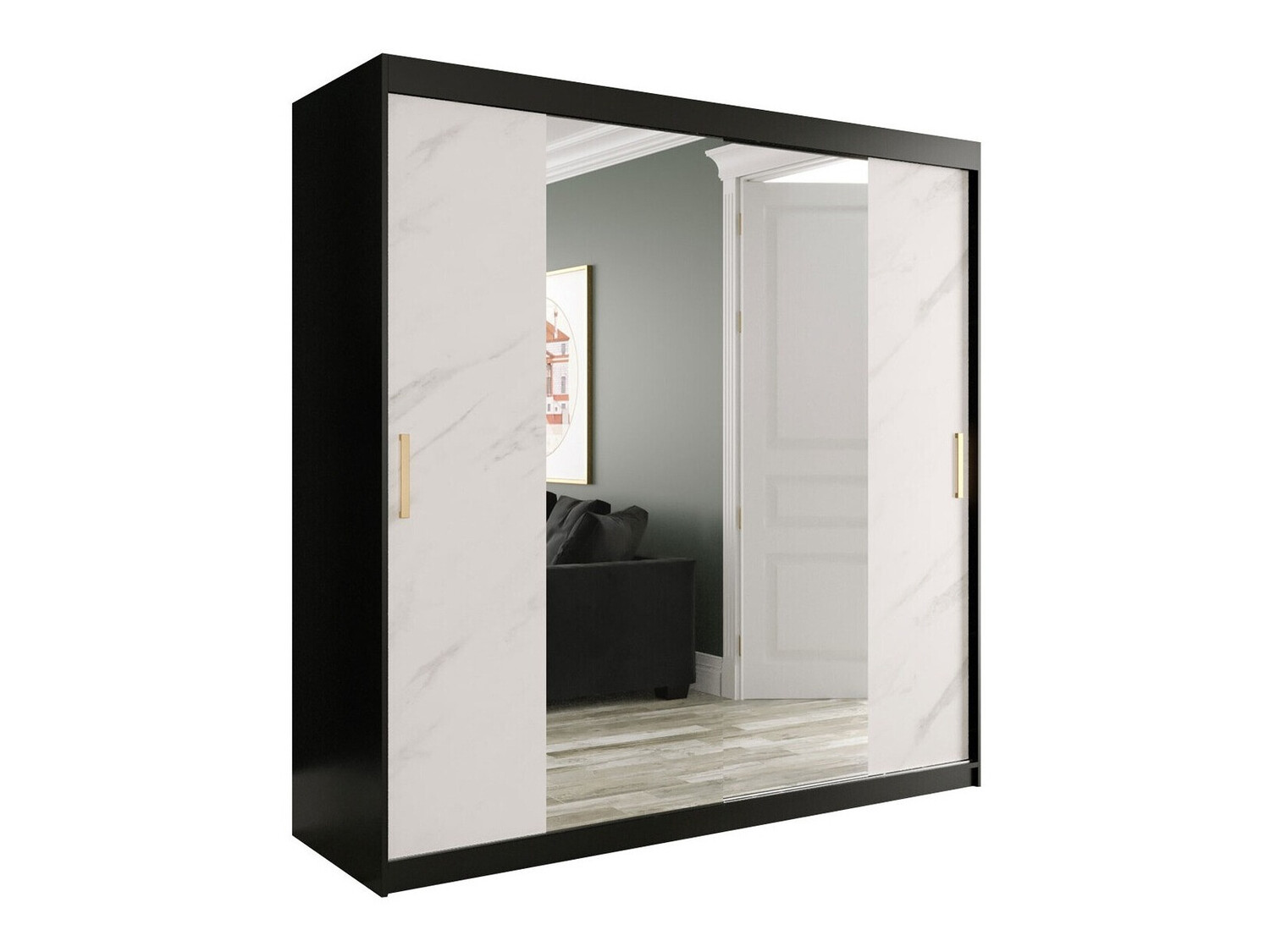 Riidekapp Hartford 256 (Matt must + Valge marmor) - Elutoamööbel ...