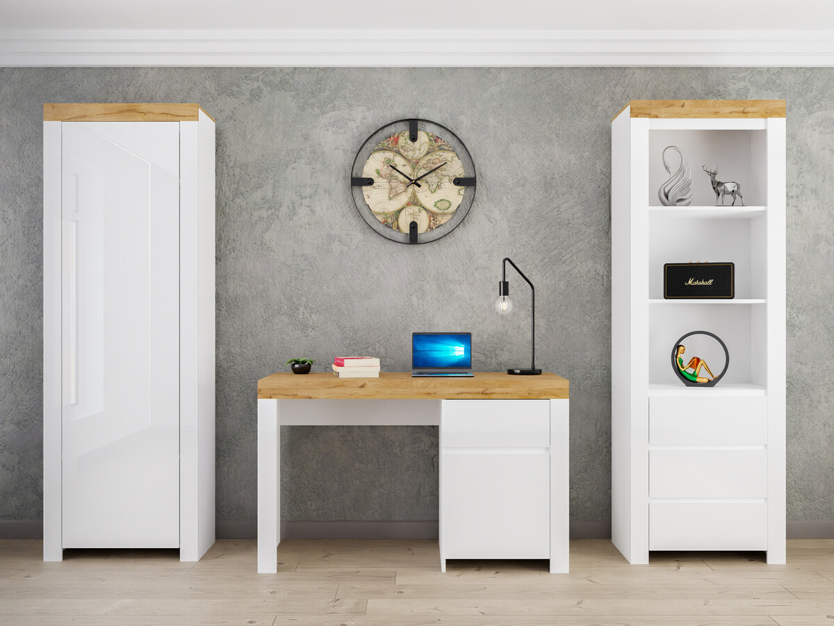 Kontori komplekt Sonsoru 150 (Valge + Läikiv valge + Wotani tamm ...