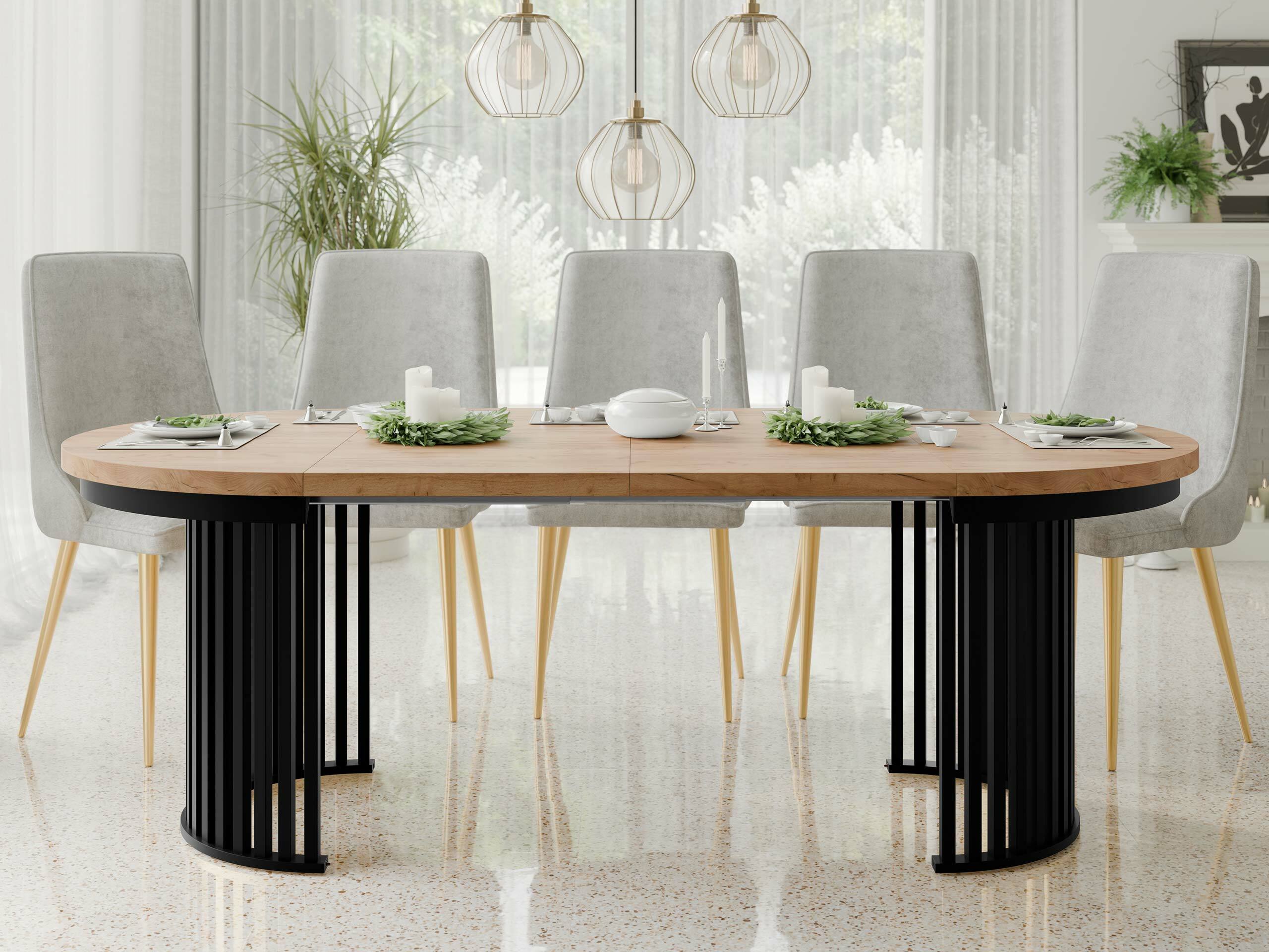 Laud Racine 145 (Käsitöö kuldne tamm + Must) - Elutoamööbel | Moobel1.ee